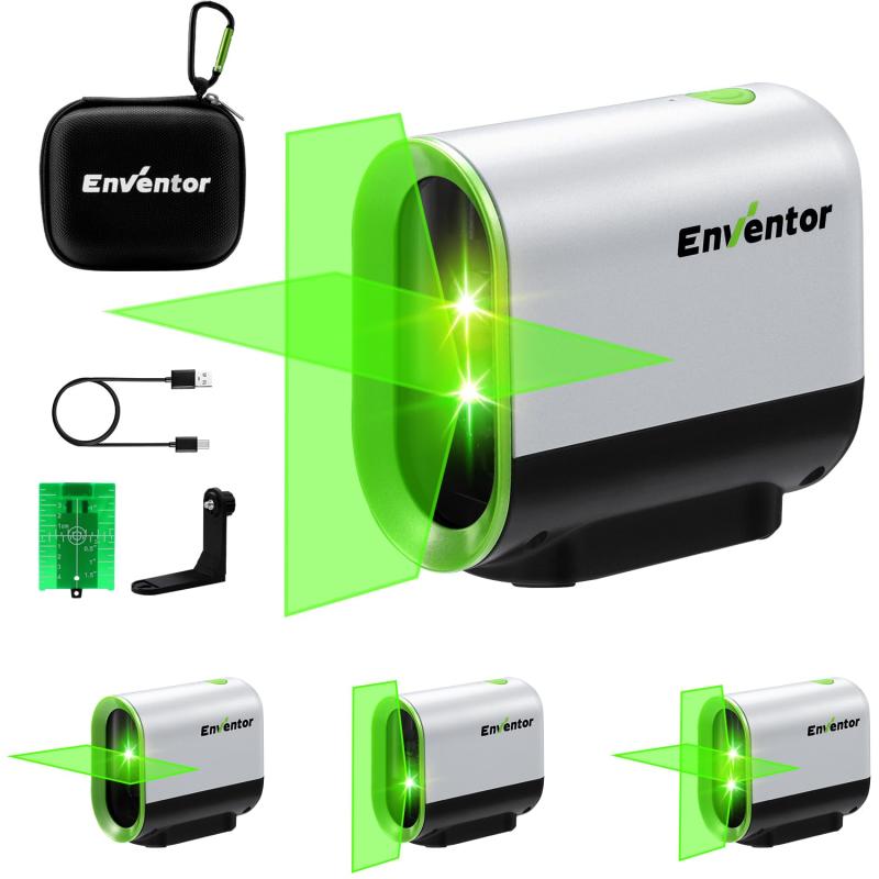 ENVENTOR レーザー墨出し器 レーザークラスII 360°回転可能な水平および垂直ポイント磁気サポート