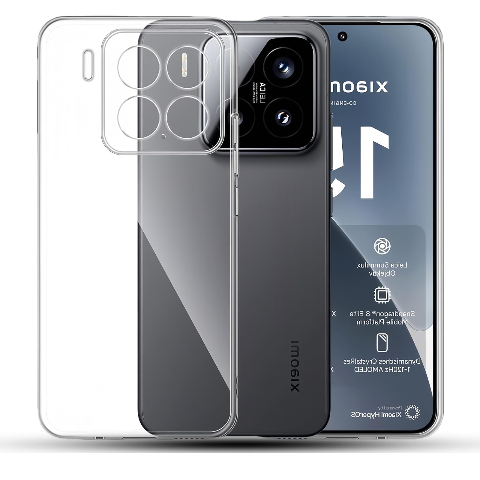 ・対応機種:Xiaomi 15 ・素材:TPU ・機能:耐衝撃、指紋防止、熱放出(マイクロドット加工)、ストラップホール付き、液晶・カメラ保護設計