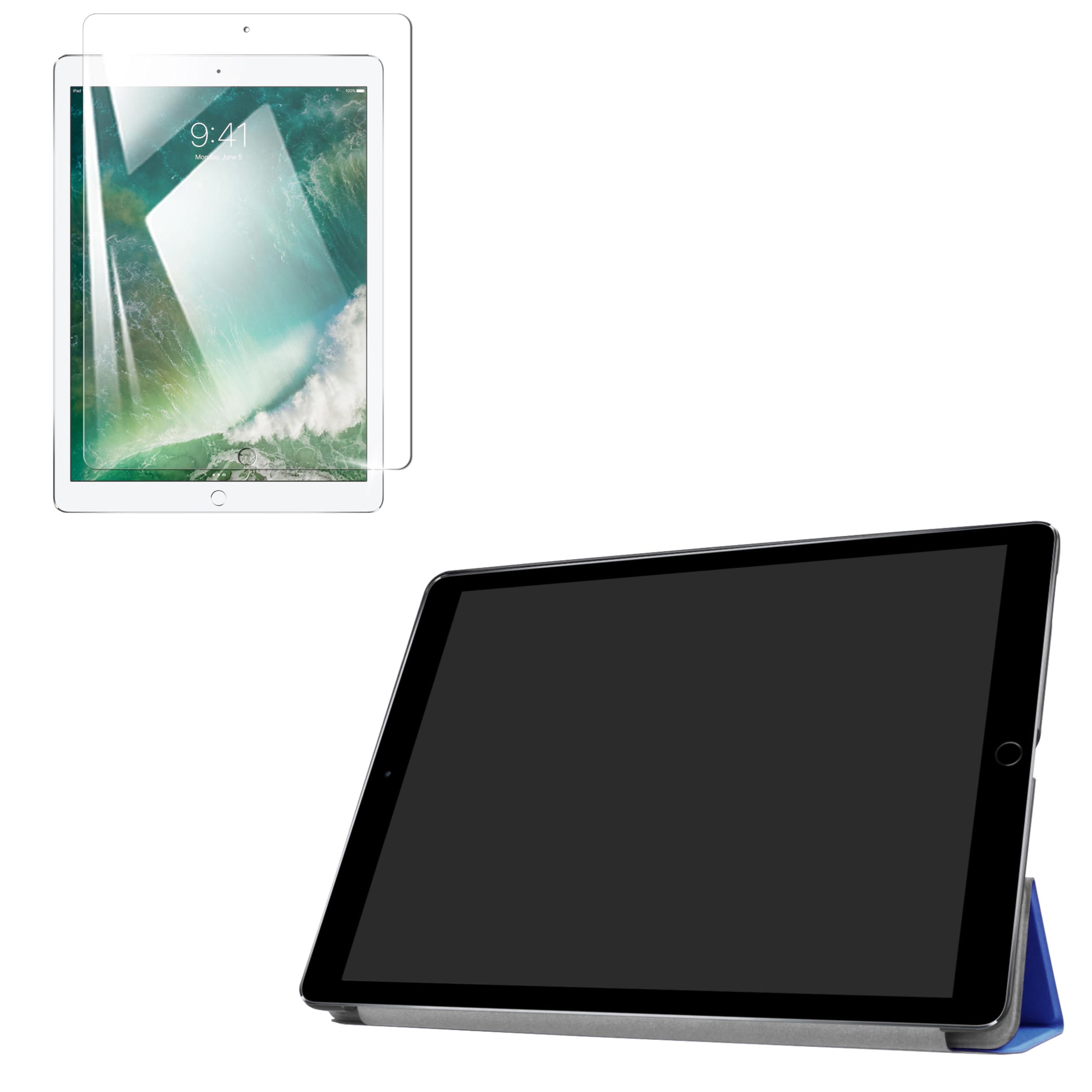 ・対応機種:iPad Pro 12.9インチ (第2世代/2017年、第1世代/2015年) ・硬度:9H ・加工:ラウンドエッジ加工、撥油コーティング、飛散防止加工 ・ケース素材:シリコン ・機能:スタンド機能、オートスリープ/ウェイクア...