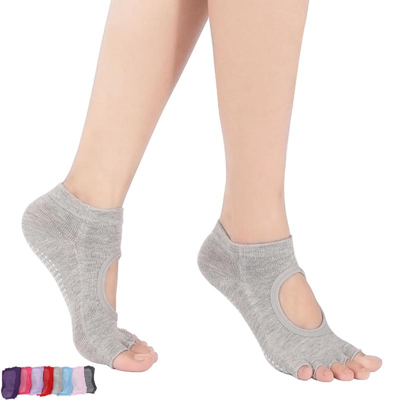 [Ohcol] ヨガ ソックス バレエ ピラティス 滑り止めレディースヨガスーツ靴下 吸湿 耐久性 抗菌 防臭 5本指ヨガウェア ショートソックス つま先なしヨガ ダンス バレエ スポーツ 室内運動滑り止め加工:滑り止め機能により姿勢をしっ...