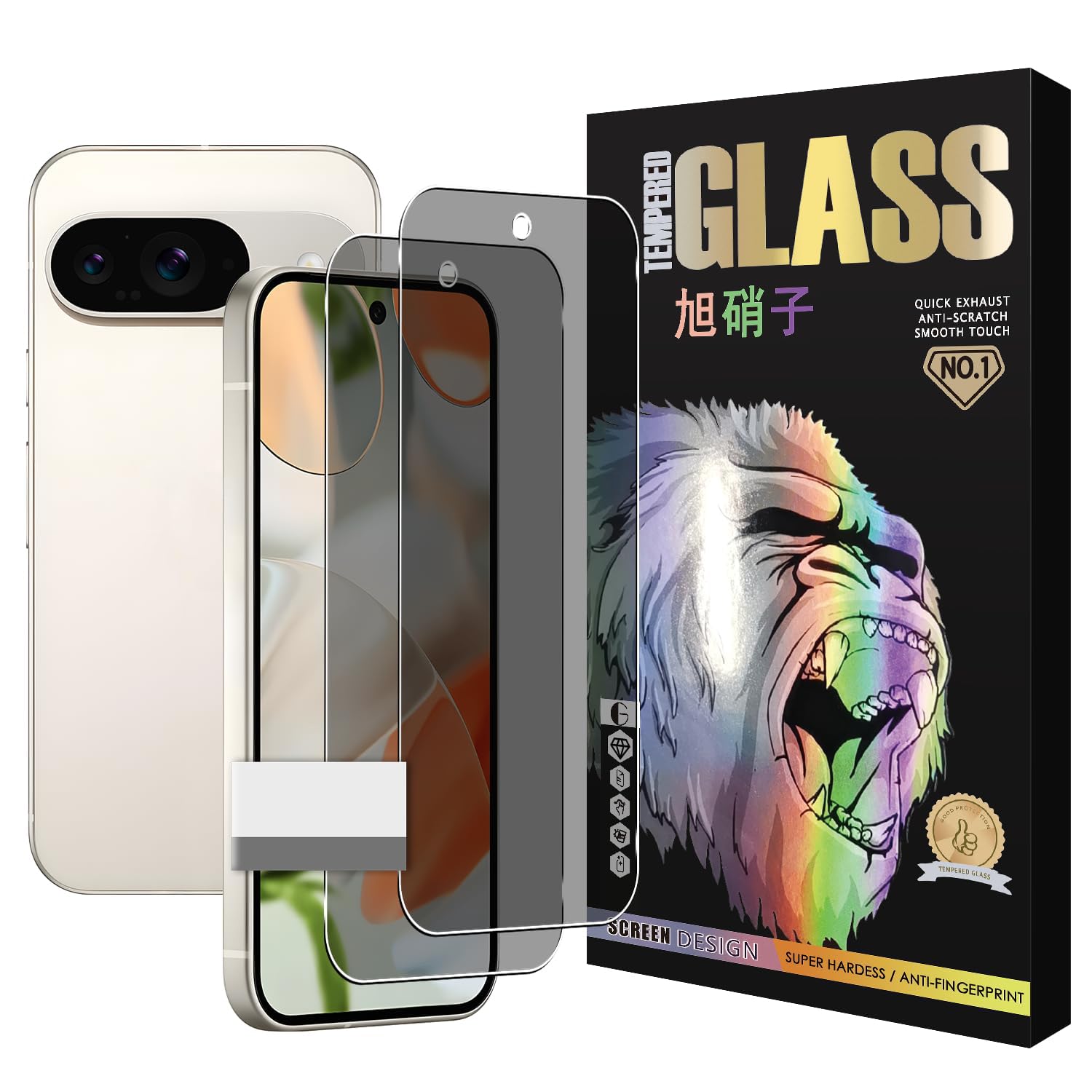 ・対応機種:Google Pixel 9 ・セット内容:2枚セット ・覗き見防止仕様:180°左右2方向ブラインド ・素材:AGC旭硝子 ・硬度:10H ・厚さ:0.26mm ・透過率:93% ・表面加工:ラウンドエッジ加工、真空電気メッキ...
