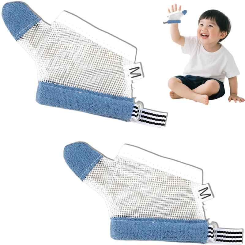 親指しゃぶり矯正 指食い防止手袋 2個セット 赤ちゃん 指しゃぶり防止 ベビー 歯固め 手袋 ナイロン製 柔軟性 通気性 調節可能 自由に指を離したり曲げ 収納や持ち運びが簡単 一本指（15ヵセット内容：指食い防止手袋2個セット；本製品は1...