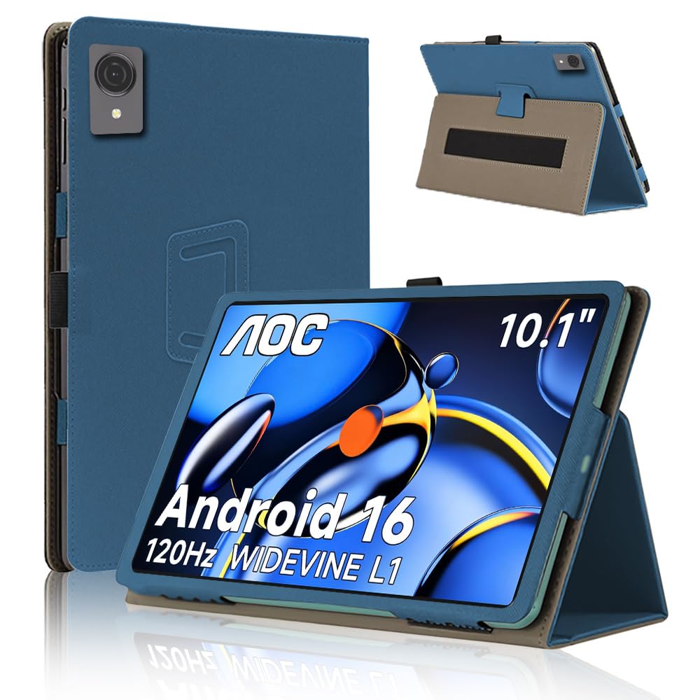 ・対応機種:AOC M10 ・サイズ:10インチ ・素材:PU素材、マイクロファイバー ・機能:360°全面保護、二つ折りスタンド機能、多視角調整、ペンホルダー付き、磁気吸引、耐汚れ、ハンドストラップ付き