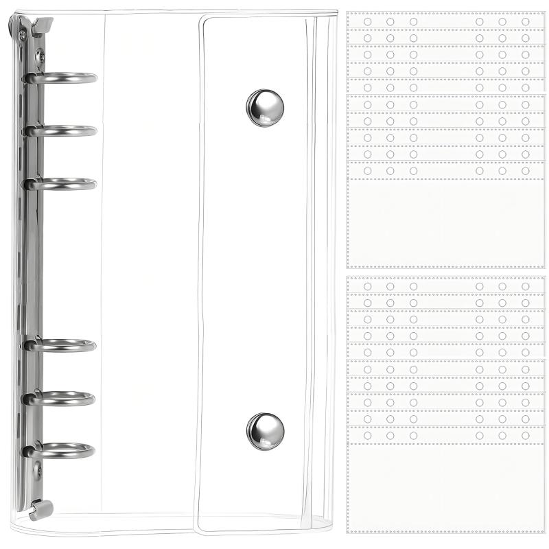 Virtarlux シール帳 透明 女の子 はがせる M5 シールバインダー シール手帳 クリアバインダー 5穴 マイクロ5 シール収納 詰め替え可能 20枚リフィル入り 推し活グッズ✨【キラキラ見せる収納】ホログラム星柄の透明カバーが、角...