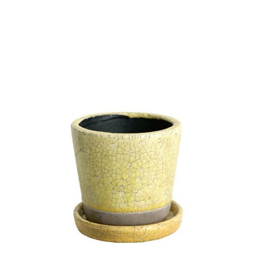 ・サイズ:S ・高さ:95mm ・上部直径:105mm ・上部内径:80mm ・底部直径:80mm ・底部内径:70mm ・受皿サイズ:高さ18mm×直径100mm ・カラー:イエロー ・材質:テラコッタ ・原産国:中国 ・適合サイズ:2....