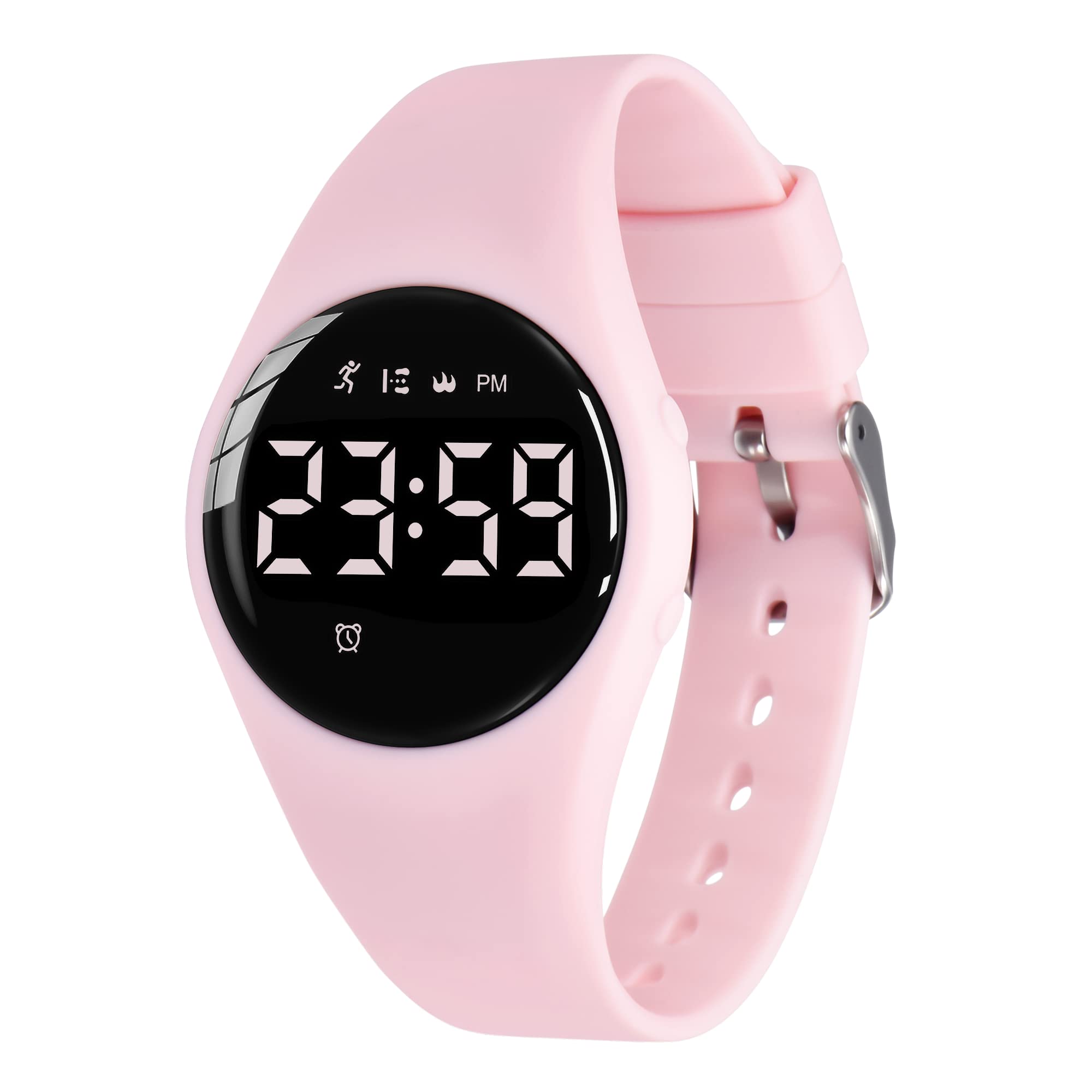 ・充電方式:USB充電式 ・充電時間:約1時間 ・連続使用時間:10~15日程度 ・機能:歩数計、歩行距離計測、消費カロリー計測、ストップウォッチ、目覚まし(振動式)、日付表示、曜日表示 ・素材:シリコン(ベルト) ・防水性能:50M日常生活防水