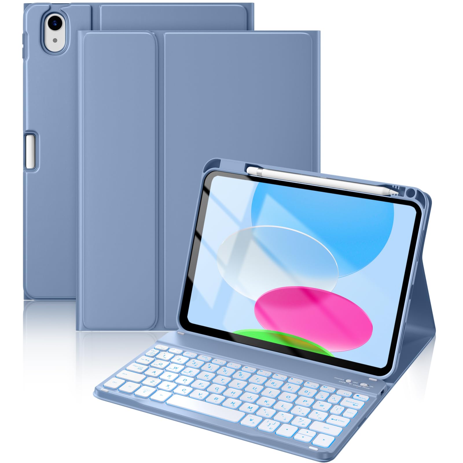 ・対応モデル:iPad 第11世代 (11インチ)、iPad 第10世代 (10.9インチ) ・素材:セミシリコン ・構造:3Dハニカム構造 ・キーボード配列:JIS日本語配列 ・バックライト:7色LED(RGB) ・使用モード:3段階角度...