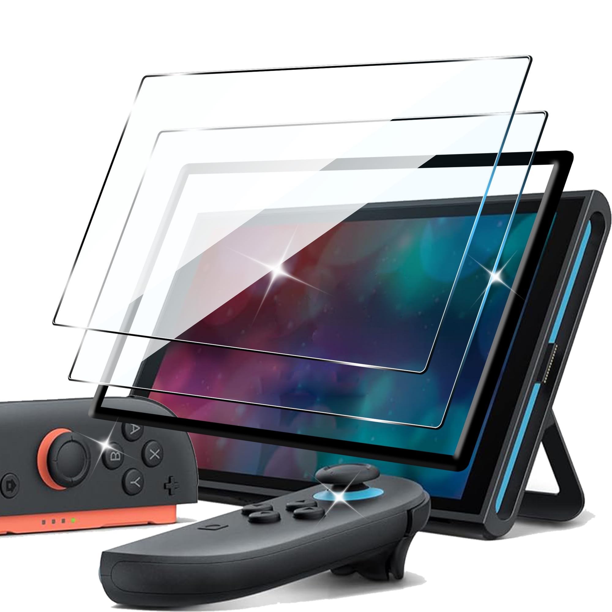 ・対応機種:Switch 2 ・素材:日本AGC旭硝子 ・硬度:9H ・機能:飛散防止加工、撥水・撥油コーティング、高透過率、自己吸着タイプ