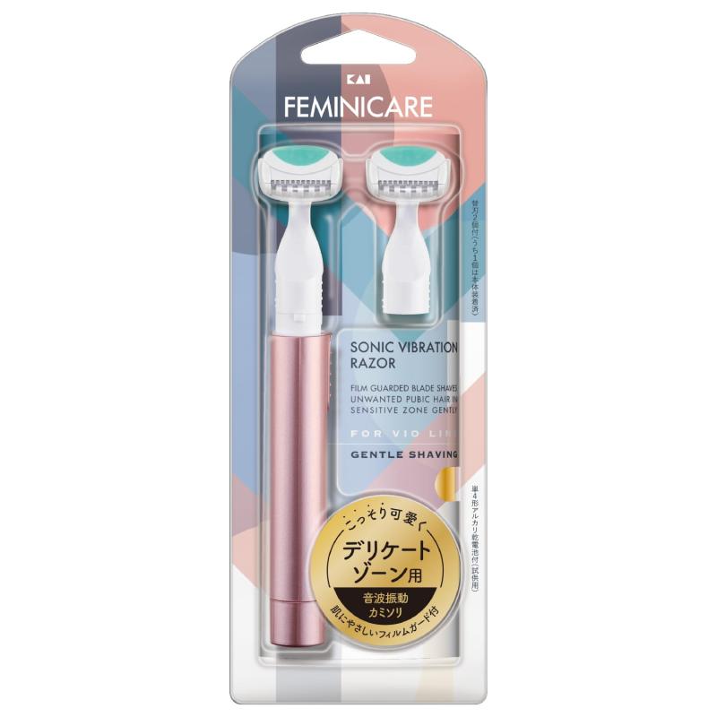 貝印(Kai Corporation) FEMINICARE (フェミニケア) 音波振動カミソリ デリケートゾーン用かみそり ムダ毛ケア 毛剃り VIO 1個【デリケートゾーン専用カミソリ】全剃りタイプのVIO用カミソリ。アンダーヘアを処理...