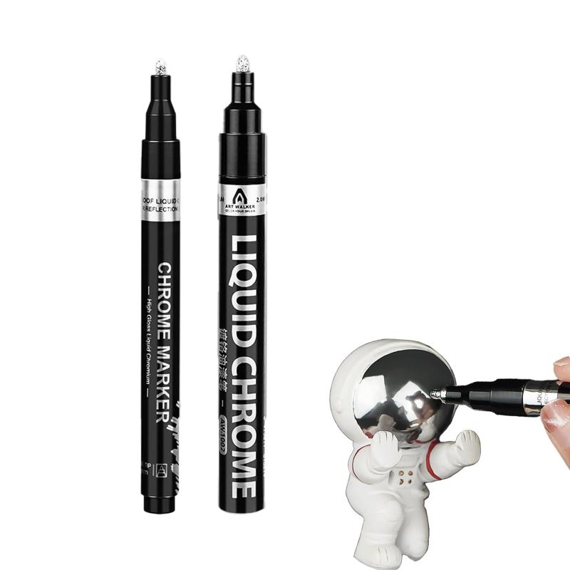 [LUYING] 銀メッキ 補修ペン クロームメッキマーカーペン 2個セット 1.0mm, 2.0mm【2種類のペン先】このマーカーペンは1.0mm、2.0mmの2種類のペン先サイズを備え、均一な線を描くのに適しています。また、柔らかい筆ペ...