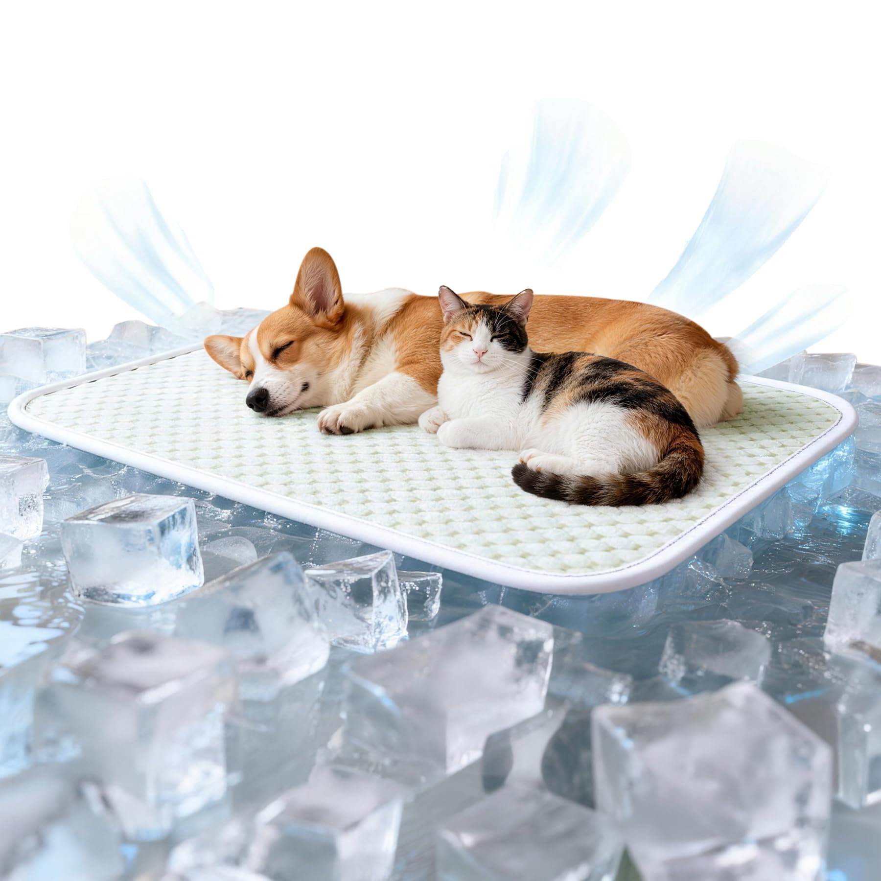 ・素材:3D冷感素材 ・機能:冷感、通気性、滑り止め加工、水洗い可能、速乾性 ・対応ペット:小型犬、中型犬、大型犬、猫、ウサギ