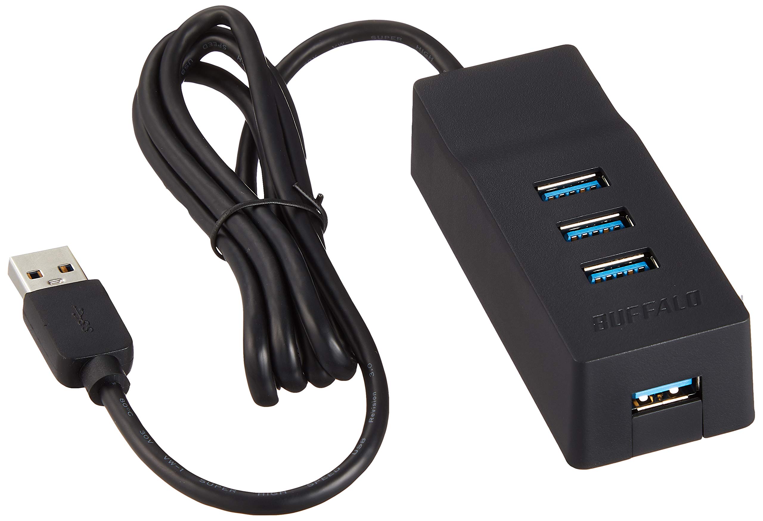 ・インターフェース:USB 3.2(Gen 1)/3.1(Gen 1)/3.0 Type-A ・ポート数:4ポート ・電源:バスパワー/セルフパワー両対応 ・付属品:USBポート用防塵キャップ4つ、テレビ背面取り付けキット