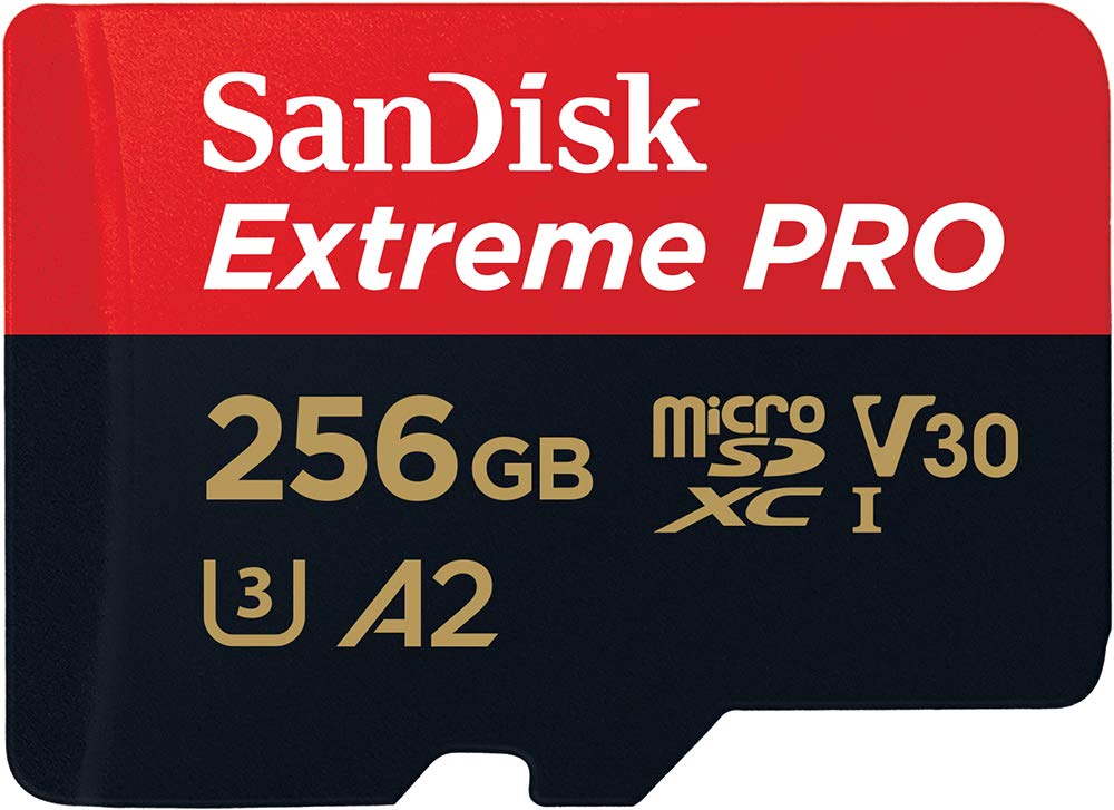 ・容量:256GB ・規格:microSD UHS-I ・クラス:C10, U3, V30, A2 ・読込速度:200MB/s ・書込速度:140MB/s ・型番:SDSQXCD-256G-GN6MA