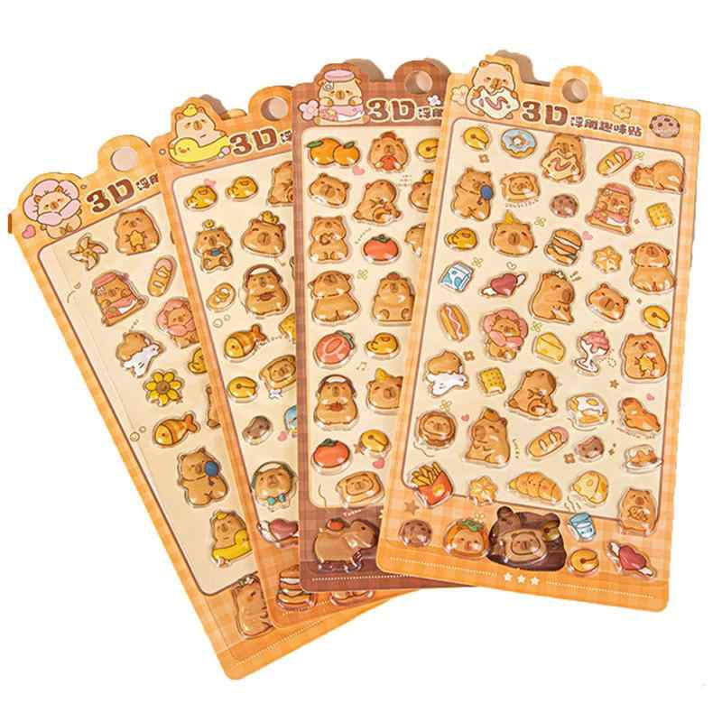 sanyuexiaozai 3Dデコレーションシール, カピバラ カピシリーズ, キャラクター中空立体キャンディシール,DIY手帳 携帯電話用 立体シール, PVC素材, マルチカラー, 防水, アニメキャラクターデザイデザイン: カピバラ...