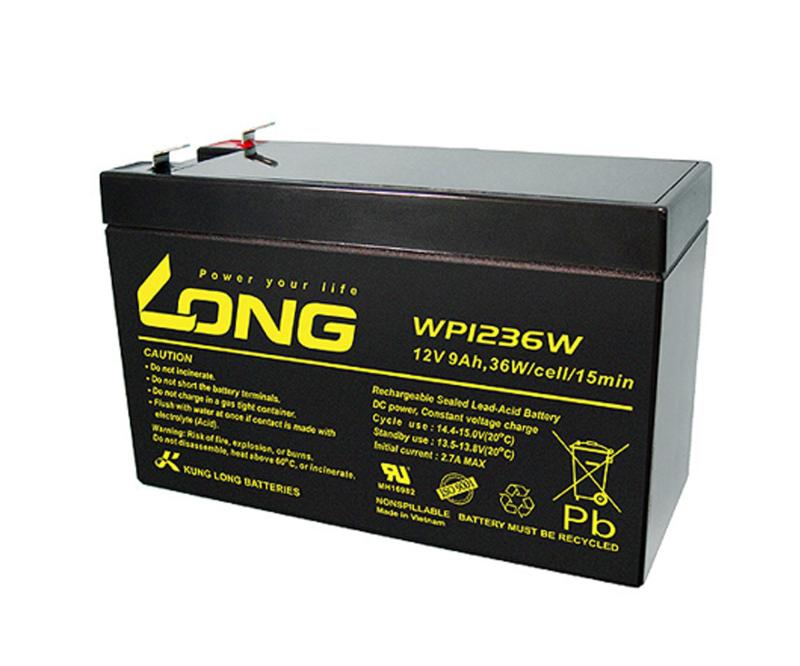 LONG 12V9Ah 高性能 シールドバッテリー WP1236W WP1236Wサイズ:横幅151mm×奥行65mm×高さ94mm 重量:約2.7Kg 端子形状:平型端子(オス)【平型端子(メス)が付属となります】定格容量:12V9Ah(...