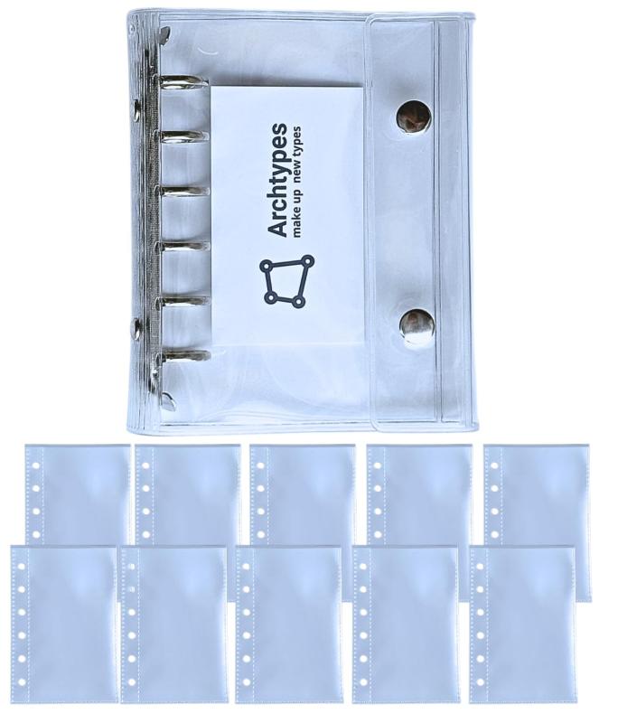 Archtypes シール帳 透明 クリア A7 m6 ミニ6 バインダー ミニ 6穴 はがせる 女の子 手帳 シール台紙 (TWIN Popn BINDER ワイドタイプ リフィル 10枚セット)アーキタイプスの「TWIN Popn BI...