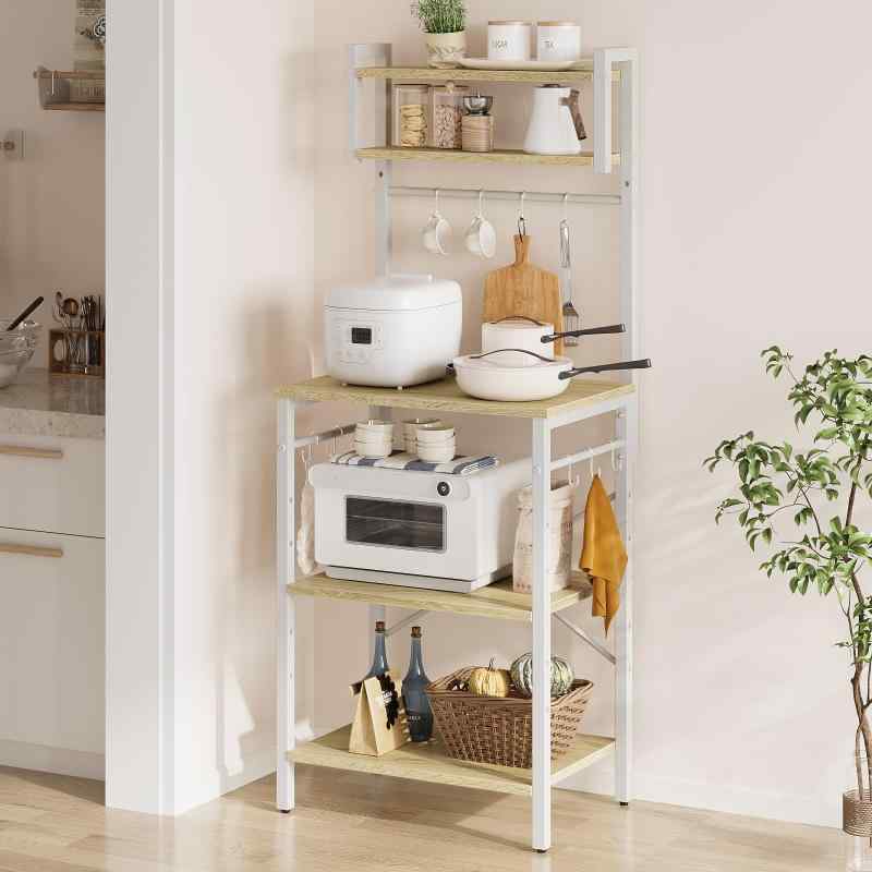 Bestier キッチンラック レンジ台 ラック キッチン 棚Bestier レンジラック レンジ台 電子レンジラック 大型レンジ対応キッチンラック 高さ調整可動棚 高耐荷設計