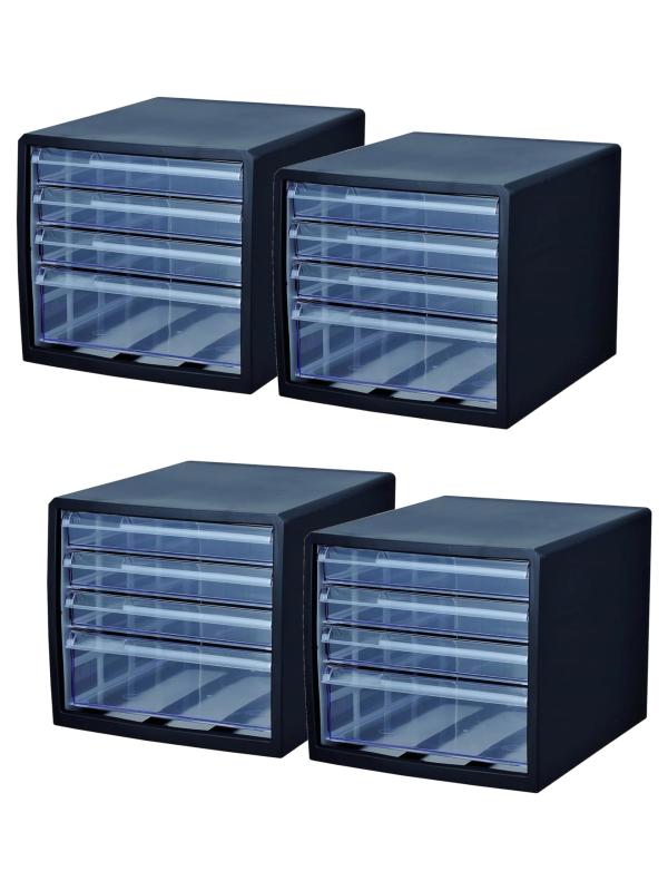 ストリックスデザイン レターケース 浅型3段+深型1段 ホワイト 日本製 A4 引き出し 小物 収納 HS-918