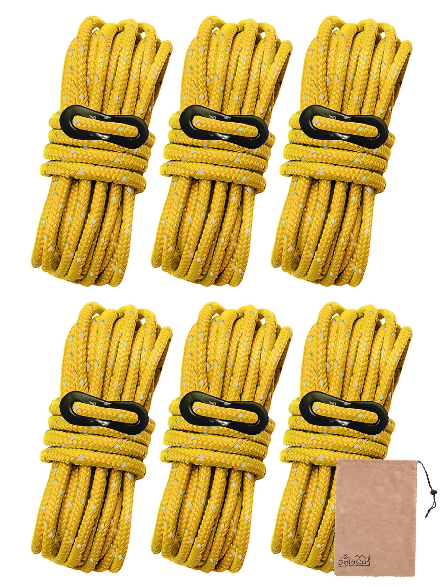 ・太さ:4mm / 5mm ・長さ:4m ・本数:6本 / 8本 / 10本 ・耐荷重:350kg ・付属品:自在金具、収納袋 ・機能:反射材入り