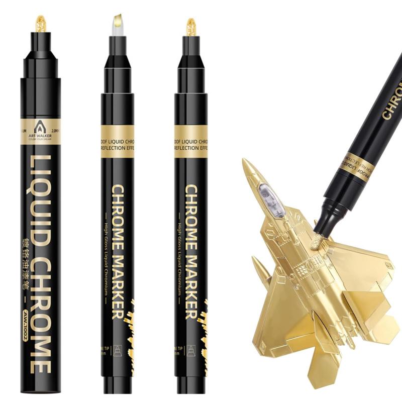 KALOLINNA 銀メッキ 補修ペン シルバードマーカーペン 3個セット DIY用品 塗るだけでメッキ 高光沢液体クロムペイントマーカー 長持ちする色 防水反射光沢メタリック 布 セラミック ガラス 木【3種類のペン先】0.7mm、1.0...