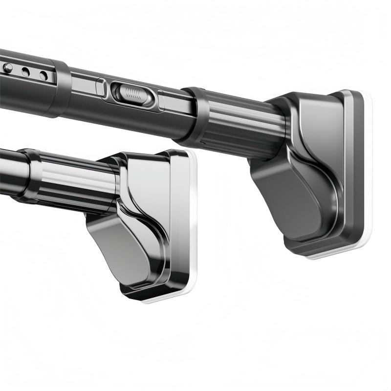 Perber【ワンタッチ式・超強力】つっぱり棒 70〜310cm 高耐荷重100kg 超太パイプ Ø3.2cm 炭素鋼製 取付簡単 穴あけ不要 吸盤ベース付き 強力突っ張り棒 壁を傷つけない 洋服掛け カーテン棒