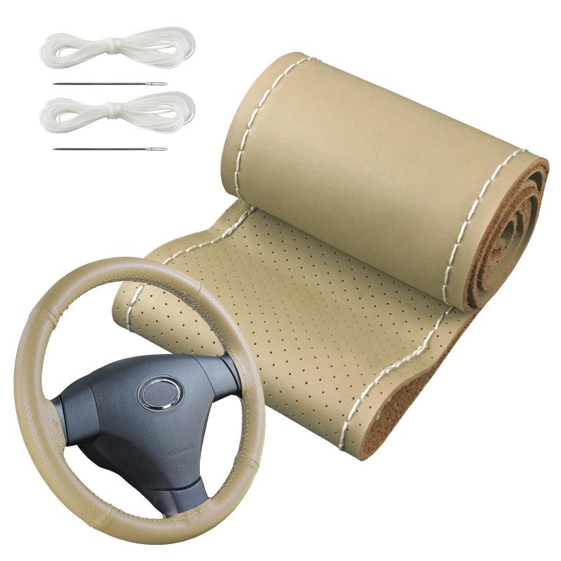 WeBirth ステアリングカバー 編み込み 本革【ハンドル形状ぴったり設計】 日本企業 しっとり柔らかい本革 丁寧な動画説明 ハンドルカバー 通気性 手縫いWeBirth