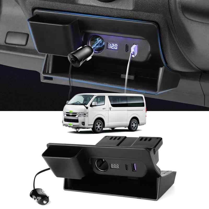 GIMUYA トヨタ ハイエース 200系 増設電源ユニット レジアスエース 200系 usb 増設ソケット 分配器 シガーソケットx1 QC3.0 USBボートx1 Type-Cボートx1 スマホ 急速充電 TOYOTA HIACE 専用...