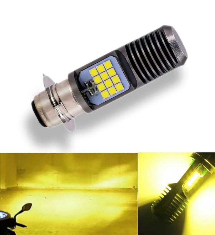 スーパーブライト バイク 原付 用 PH7互換品 LED バルブ ヘッドライト 直流 交流 兼用 12V P15D Hi/Lo 2色 切替 イエロー ホワイト 白 黄色 バイク用 原付用 直流車 交流車ライト 1個スーパーブライト バイク用...