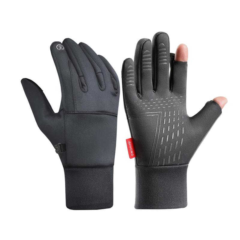 Derpilo 防寒手袋 メンズ レディース サイクリンググローブ 【2本指出し設計・スマホ対応】防水・防風・保温・暖かい裏起毛 強力滑り止め サイクリング手袋 防寒グローブ フィッシンググロ