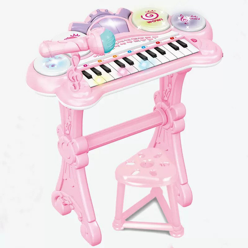 【知的教育機器】幼児や赤ちゃんに特に適した幼児期の子供の音楽的才能を育成します。子供の知性、想像力、創造性を促進し、手、目、耳の調整、脳の記憶の発達、感情を育むことができます。知育玩具として、お子様の成長期にお勧めです。多機能楽器：キーボー...