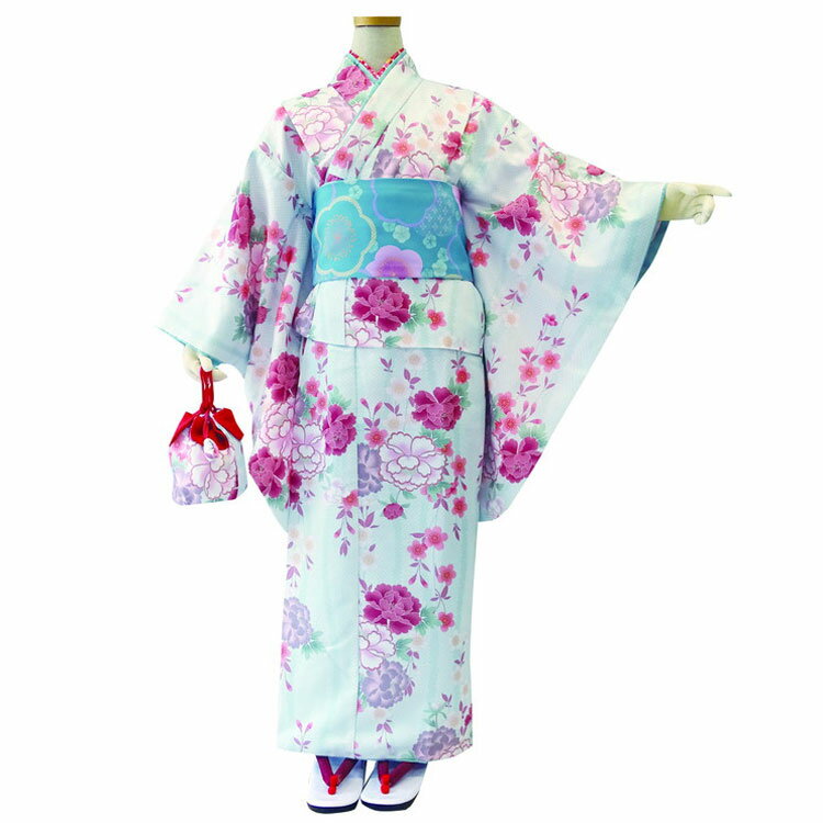 子供 女の子 R・KIKUCHI ジュニアアンサンブル9点セット ご家庭で簡単に洗うことができます。140〜160サイズ お子様用着物セットです。　 R-KIKUCHIのレトロ調柄の女の子着物です。 身上げ・肩上げ済み、着付けかんたん結び帯...