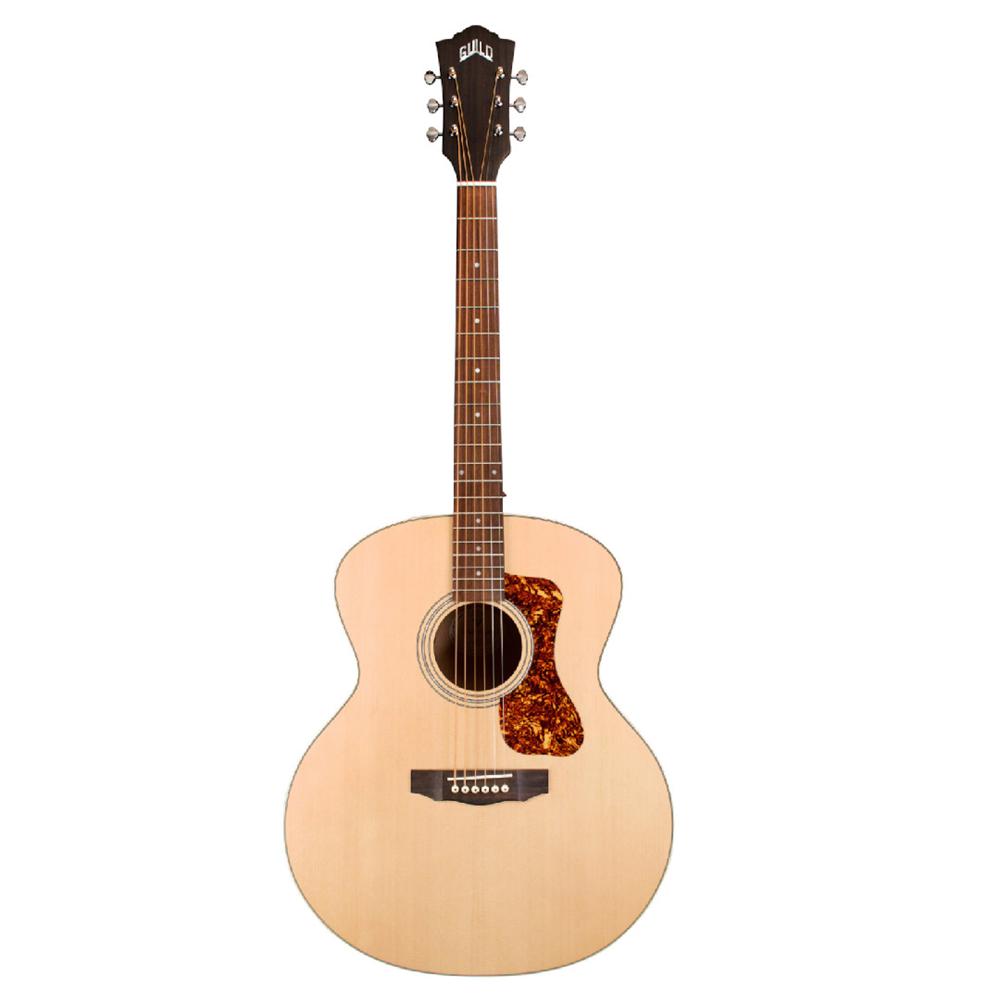 Guild F-240Eは、ジャンボ・シェイプながら手頃な価格と優れたトーンを両立したアコースティックギターです。スプルース単板トップ、マホガニーサイド、アーチド・マホガニー・バックが豊かでパワフルなサウンドを実現。特徴的なアーチド・バック...