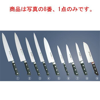 商品は写真の8番、1点のみです。 錆に強く不純物の極めて少ないスウェーデンウッデホルム特殊鋼を直輸入 して日本人向きに加工したシェフ用の高級庖丁です。（INOX） 【刃渡】15cm 【全長】270mm 【g】190g 【背厚】3.0mm