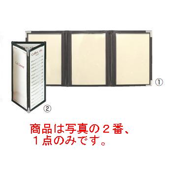 商品は写真の2番、1点のみです。 ■L字金具がマグネット式、畳んでも立てても使えるコロコロメニューブック 【外寸】128×166mm 　　　　中紙／100×148mm（ハガキサイズ） 【サイズ】小型3ツ折・6ページ