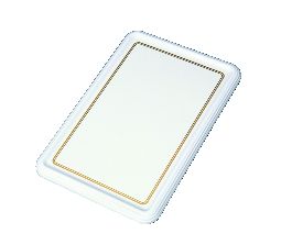 耐久性に優れ、プロの酷使にも充分性能を発揮します。商品名 陶器風メラミン製 ケーキトレー角型 CT-2634-WS サイズ：340（290）×260（220）×H15mm 耐熱温度120℃耐久性に優れ、プロの酷使にも充分性能を発揮します。