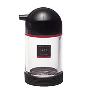 レッツシリーズ商品名 しょう油差し(小) K-180 サイズ：φ53×110mm 容　量：115cc 材質：本体・フタ/AS樹脂（耐熱：80℃）底ゴム/SBR