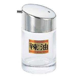 耐久性に優れ、プロの酷使にも充分性能を発揮します。商品名 ♯1000 ラー油入れ サイズ：φ52×H92mm（80cc）