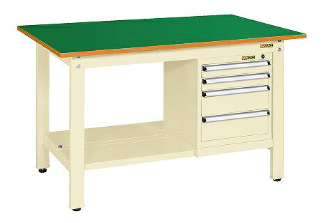 ※こちらの商品はメーカー直送のため代金引換はできません。 小物管理に優れたキャビネットを作業台へ組み込みました 外寸：W1800×D750×H740mm 均等耐荷重：350kg 質量：70kg 本体色：グリーン 天板：軽量サカエリューム天板...