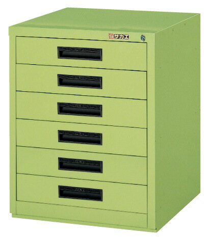 ※こちらの商品はメーカー直送のため代金引換はできません。 外寸：W500×D500×H627mm カラー：サカエグリーン 質量：32kg 仕切板：別途販売 引出内寸法：W419×D394×H78mm JAN:4549347350592