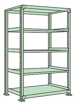 ※こちらの商品はメーカー直送のため代金引換はできません。 簡単ボルトレス構造なので組立て、中板移動、解体が間単に出来ます。 寸法：W1800×D600×H1800mm 段数：5段 耐荷重(棚1段当り)：200kg 耐荷重(棚1連当り)：10...