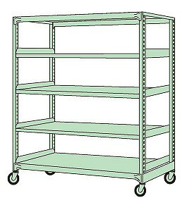 ※こちらの商品はメーカー直送のため代金引換はできません。 レイアウト変更が簡単に出来る便利な中量キャスターラック。 寸法：W900×D750×H2002mm 段数：5段 耐荷重(棚1段当り)：120kg 耐荷重(1台当り)：500KG 本体...