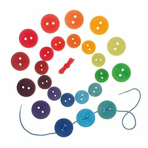 商品のご説明 商品説明 通す、結ぶなどのひもの扱いの練習や色分けの認識がしっかりしてくれば、並べ替えなどの遊びもできるようになります。 サイズ φ45～60mm 材質 木 内容 ひも2本、ボタン24ケ　暑さ8mm