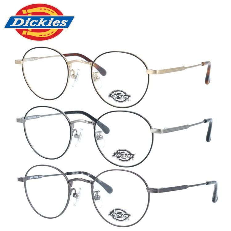 ブランドDickies（ディッキーズ）品目メガネフレーム型番DKF 8005 47サイズ 全3カラーフィッティングアジアンフィット（フルフィット）※調整可能ノーズパッド（クリングス）シェイプボストンカラー●1リム：ブラック/ゴールド（艶あり...