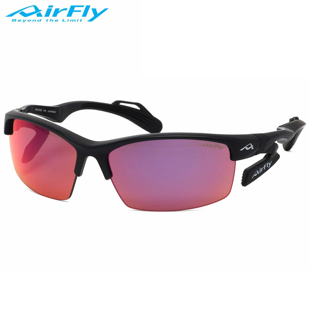 商品基本情報商品カテゴリー：サングラスブランド名：AirFly (エアフライ)型番：AF-303 C-1フレームカラー：マットブラックレンズカラー：レッドパープルミラー紫外線カット率：99%以上可視光線透過率：21%鼻パッド：なしレンズシェ...