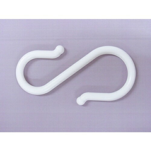 【特長】■プラスチック製で軽量タイプのエスフックです。【用途】■PCチェインの先端金具、軽量物の吊り下げ用。【仕様】■Sフック115mm白(50個入)【材質・仕上】■本体：ポリスチレン【注意事項】■プラスチックチェイン・フックは荷重を継続的...