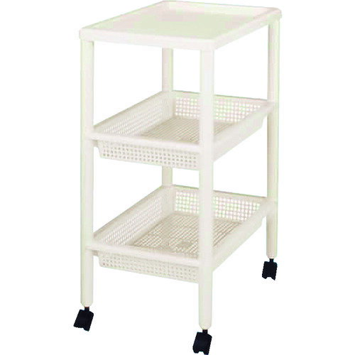 【特長】■省スペースで置ける多目的ワゴンです。■食品や小物類をたっぷりと収納できます。【仕様】■耐荷重(kg/台)：15■耐荷重(kg/段)：5■段数(段)：2■色：ホワイト■外形寸法(mm)間口：480■外形寸法(mm)奥行：330■外形...