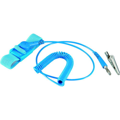 【特長】■軟性のあるベルトを採用しています。■リストバンドが白色の導電繊維となっています。【用途】■静電気除去。【仕様】■コード有効長(m)：1.8■コイル部長さ(cm)：13■バナナプラグ、ワニ口クリップ付■1MΩ抵抗内蔵PU製グランドコ...