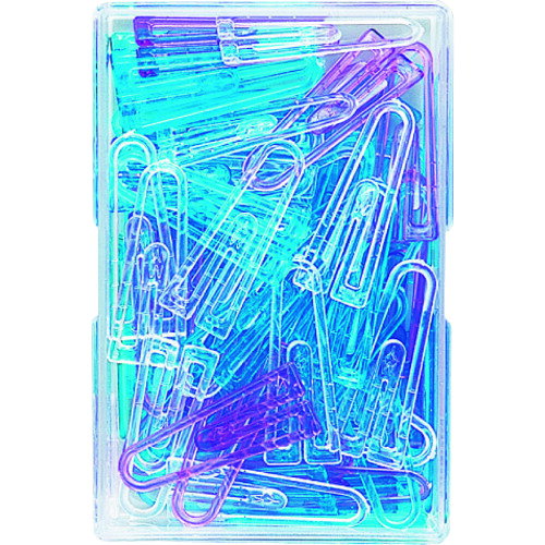 【特長】■プラスチックの錆びないゼムクリップです。【用途】■書類などを留められます。【仕様】■サイズ：プチ(25mm)■色：マリンカラー4色アソート■挟口寸法(mm)：9■縦(mm)：25■横(mm)：9【材質・仕上】■PS樹脂