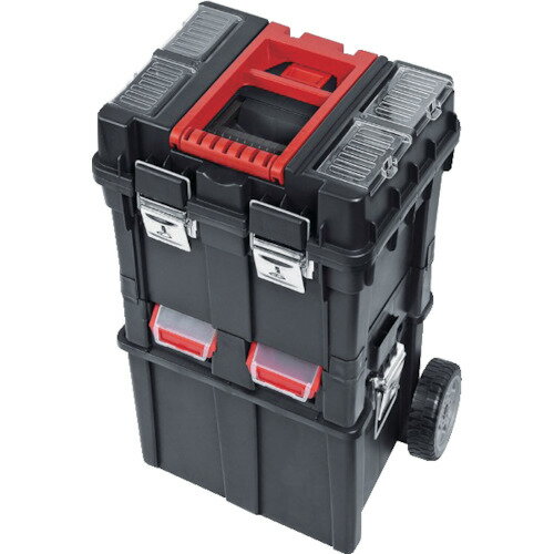 【特長】■フタに壊れにくいポリカーボネート製の小物入れ付きで、中身が見やすいクリアタイプです。■本体を二つに分けて使用出来ます。■本体に4つのパーツケースが付いています。■キャスター付きで持ち運びに便利です。■ラッチには耐衝撃の高いポリアミ...