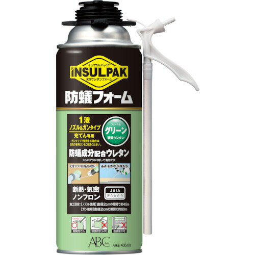 【特長】■防蟻成分を配合したウレタンフォームです。■木造住宅の断熱・気密・防蟻をこれ1本で実現します。■付属のノズルと別売りのガンの2仕様で使用可能です。■ノンフロン、ノンVOCの断熱材で、オゾン破壊係数ゼロです。■JAIAF☆☆☆☆規格品...